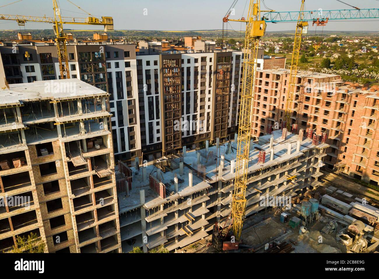 High multi storey residential apartment buildings under construction ...