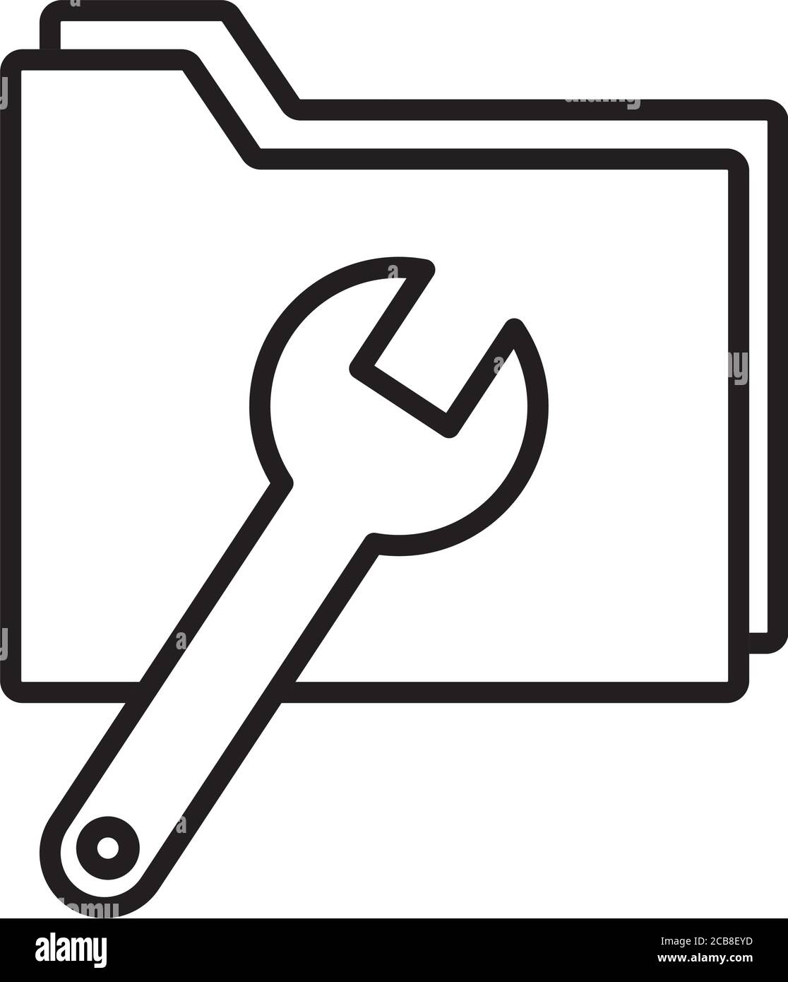folder with wrench key tool line style icon vector illustration design ...