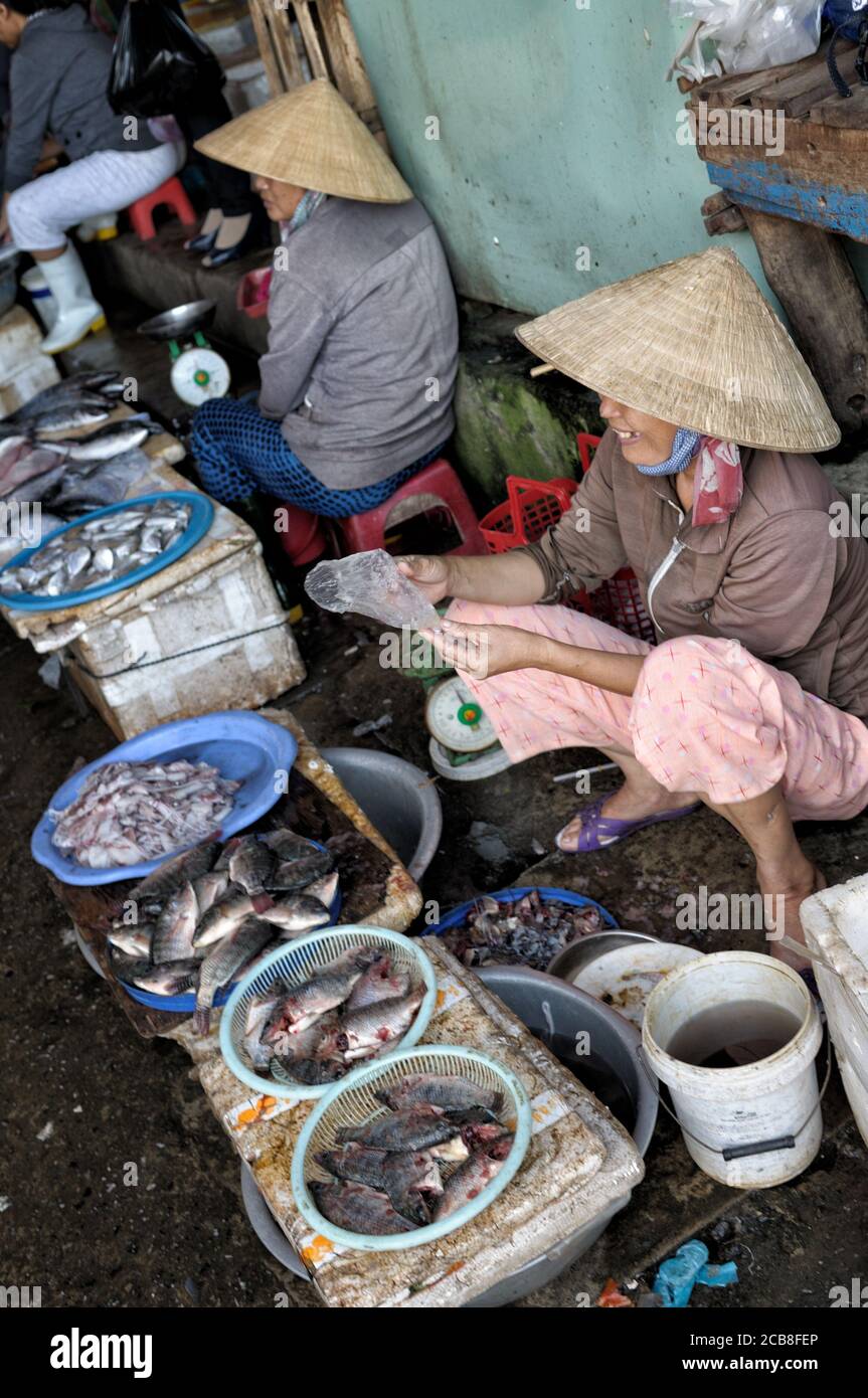 Fish sellers at Hoi An central market, Vietnam Stock Photo - Alamy