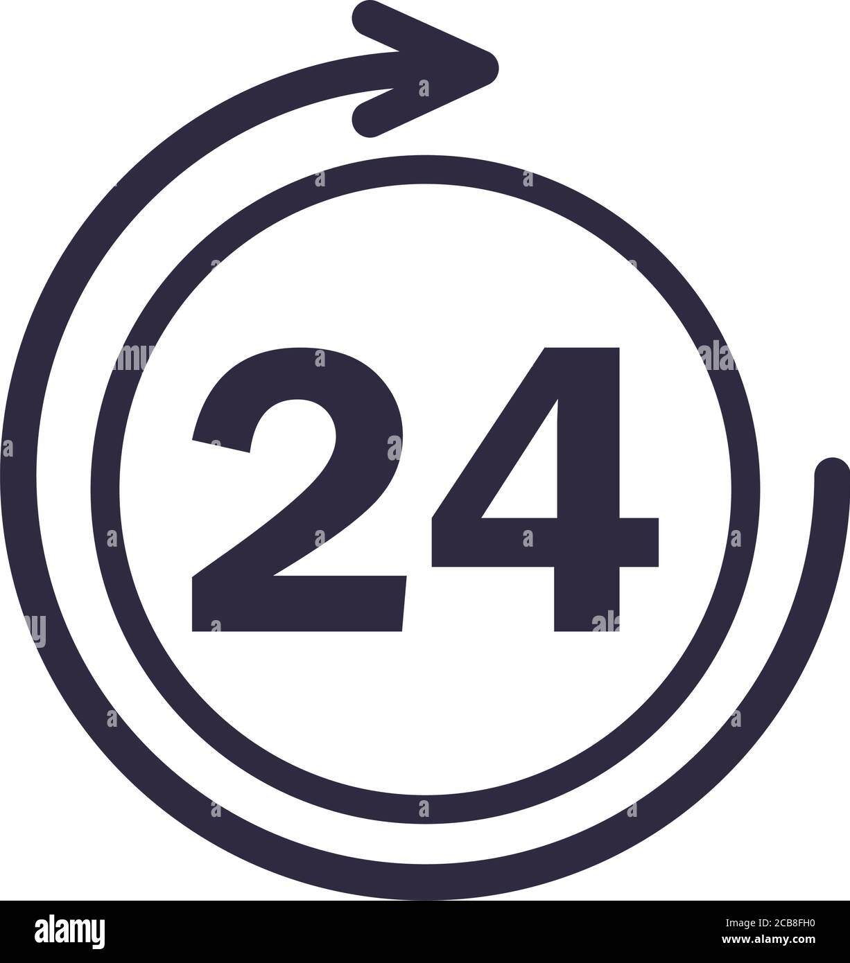 24 hours with arrow line style icon design, Repair service and vehicle ...