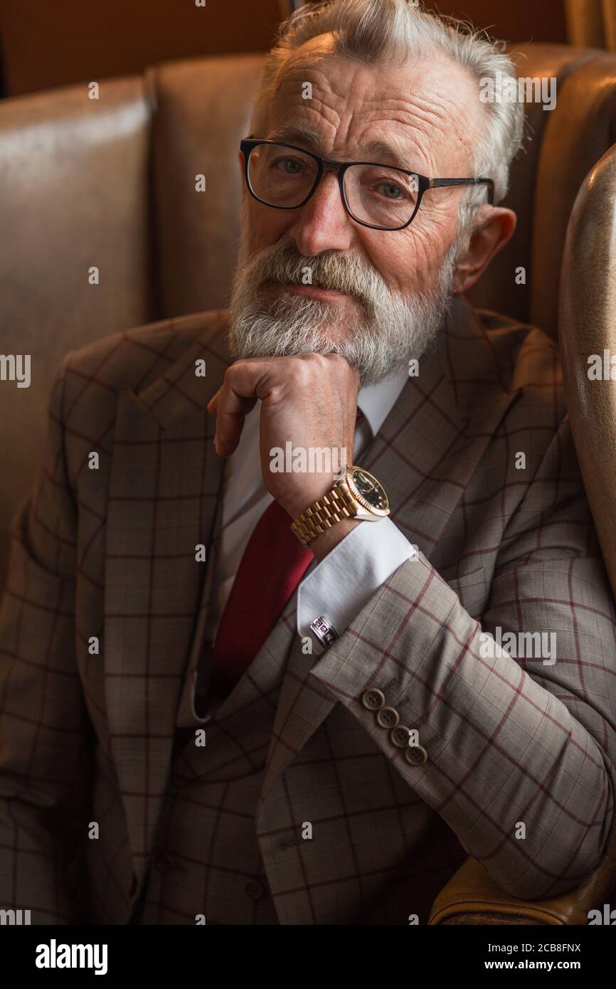 Close up portrait of fashionable trendy elegant wealthy professional ...