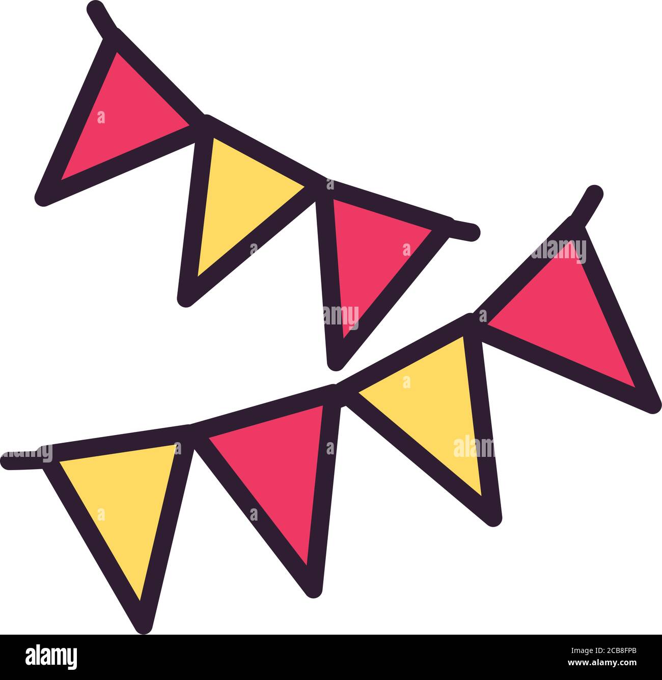 triangle shaped banner pennants line and fill style icon design, Party ...