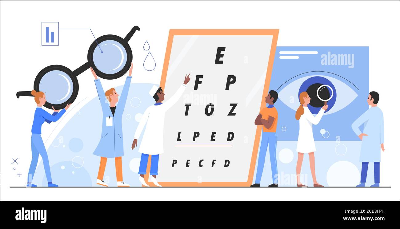 Ophthalmology vector illustration. Cartoon flat doctor ophthalmologist ...