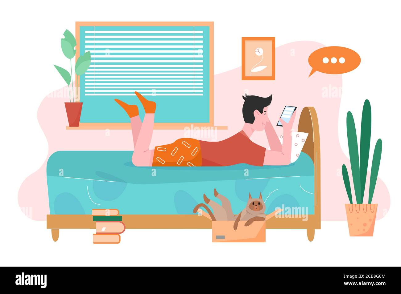 Cartoon man lying on bed hi-res stock photography and images - Alamy