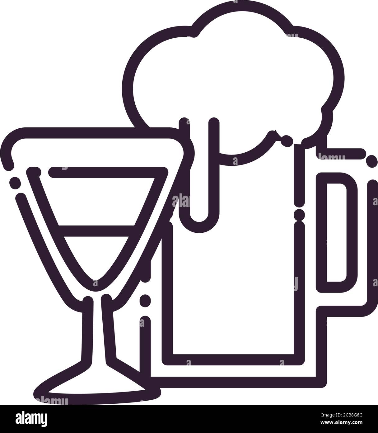 Beer and cocktail glass line style icon design, Pub alcohol bar brewery ...