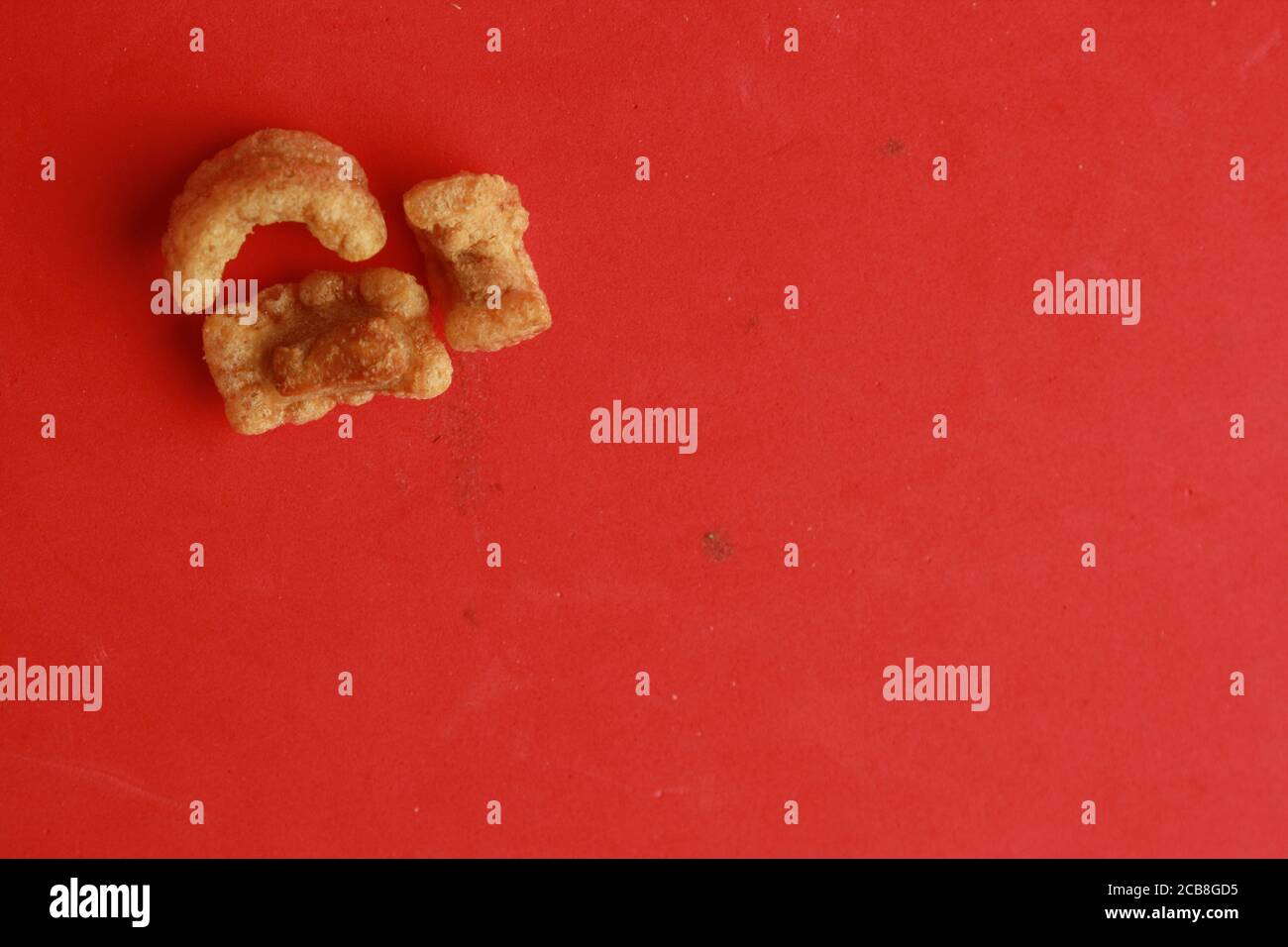 Closeup shot of traditional Spanish Torreznos made with fried pork skin ...
