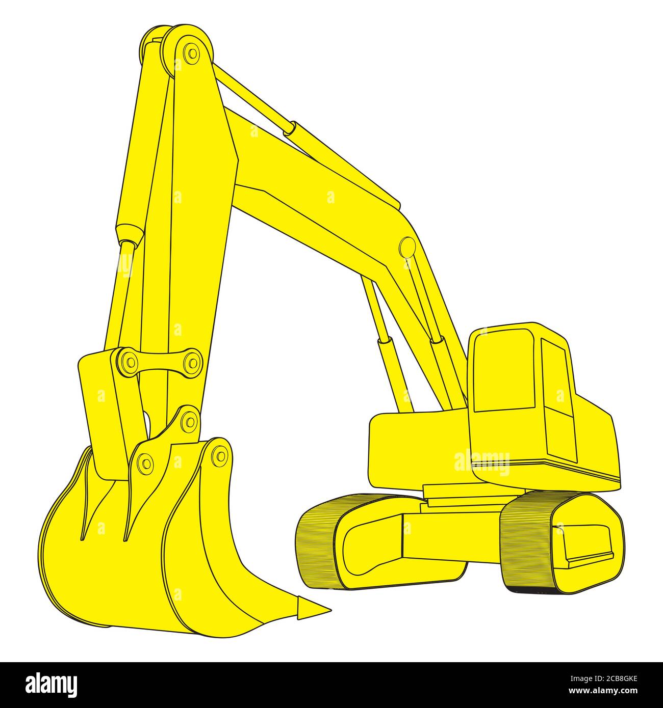 Backhoe, Yellow excavator, construction vehicles. Simple Excavator ...