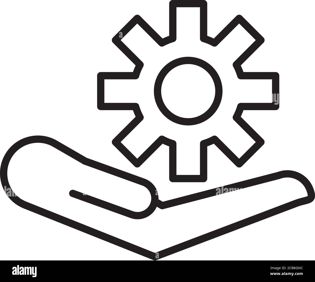 hand lifting gear settings machine line style icon vector illustration ...