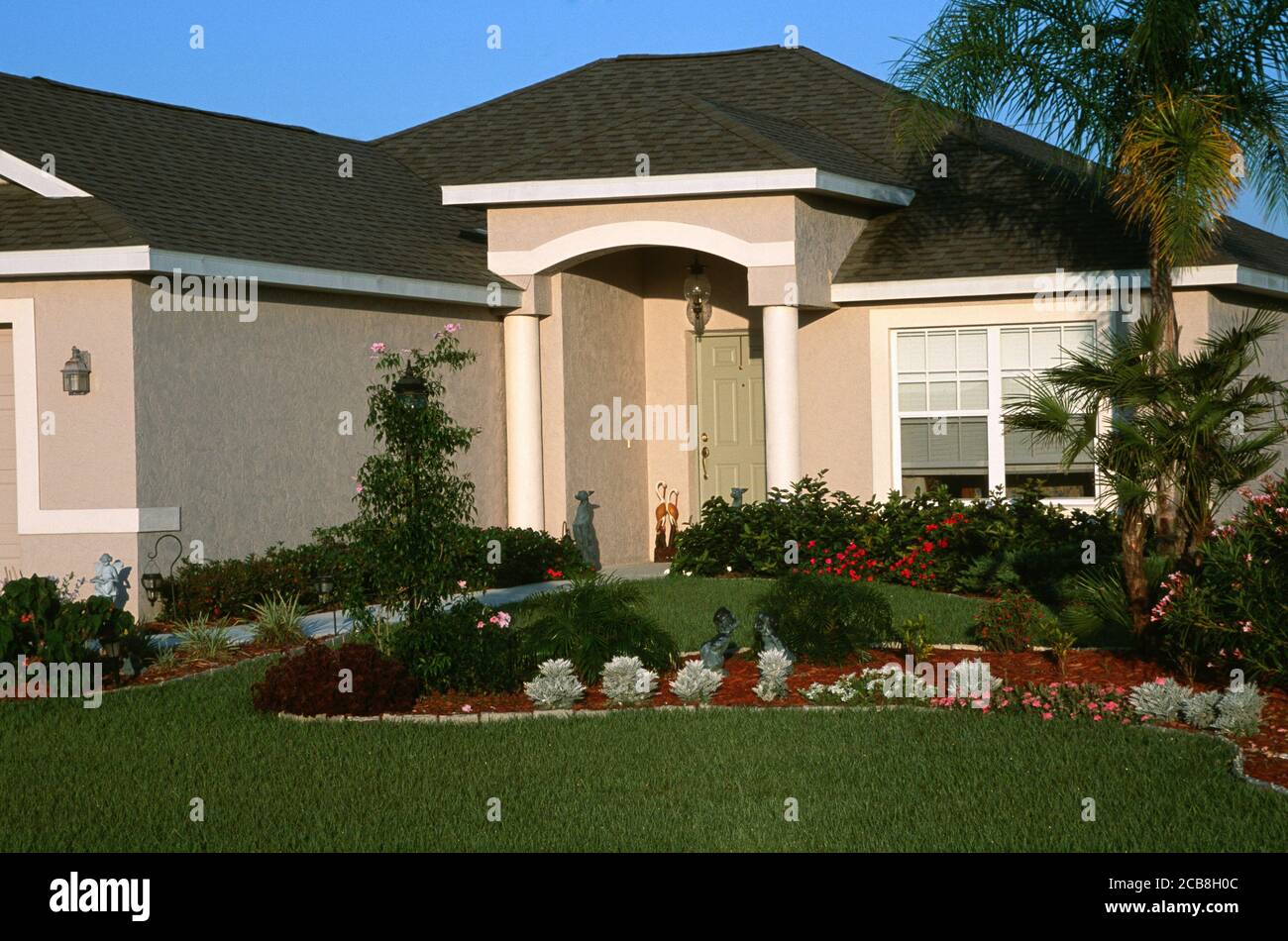 Landscaped suburban house in Florida neighborhood, USA Stock Photo - Alamy