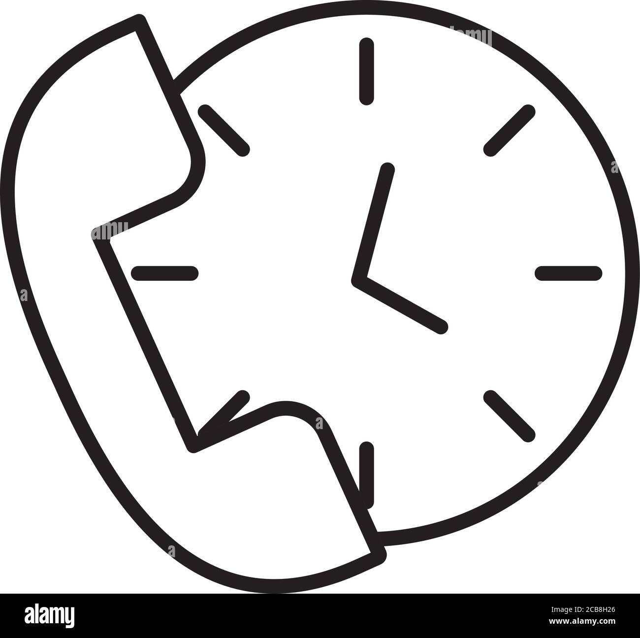 telephone call center service with time clock line style icon vector ...