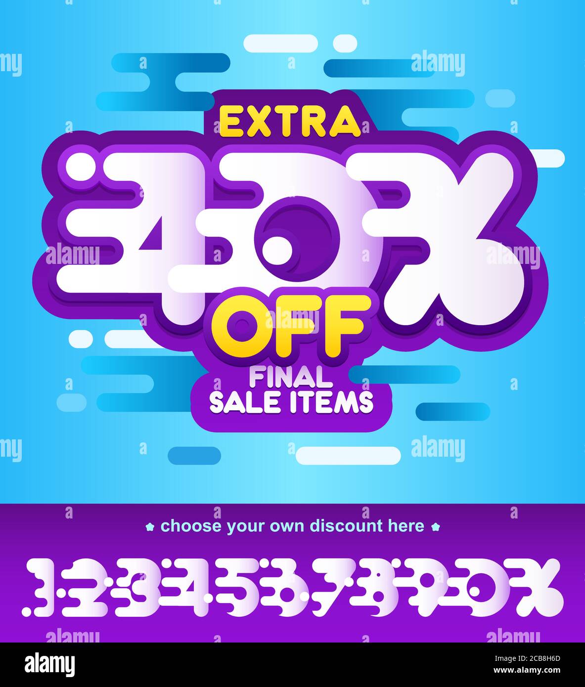 Futuristic Sale banner design. Vector illustration. Choose your number ...