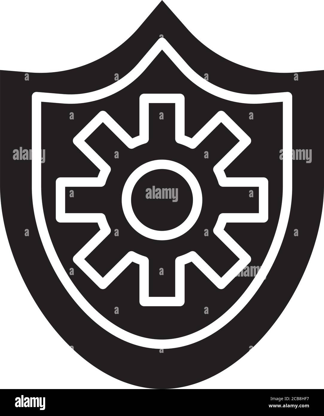 shield with gear settings machine silhouette style icon vector ...