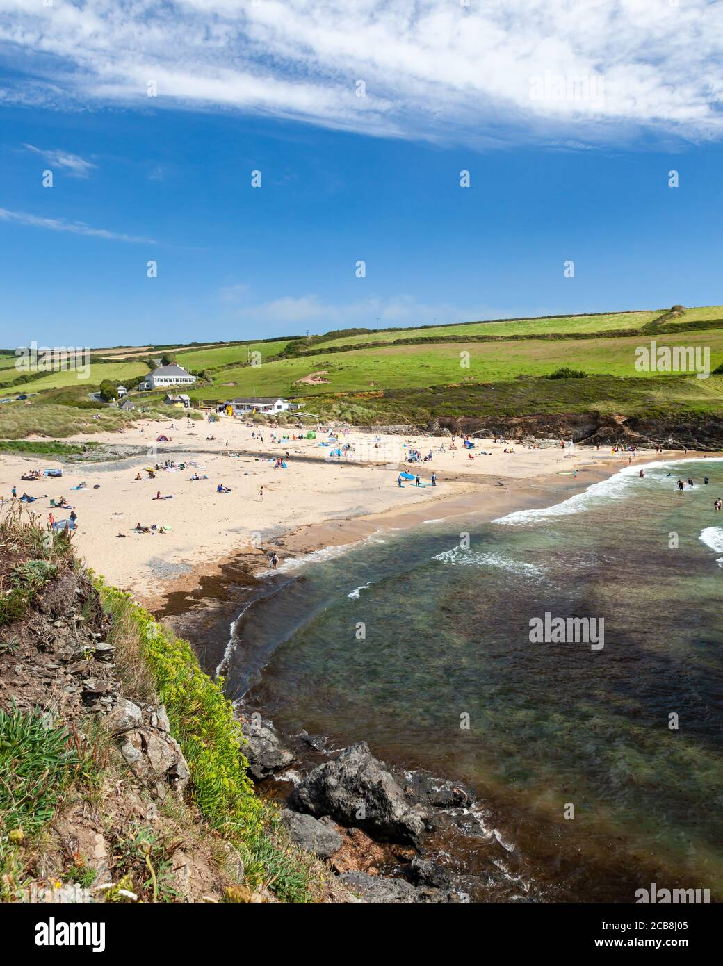 Overlooking Poldhu Cove on the Lizard Peninsula Cornwall England UK ...