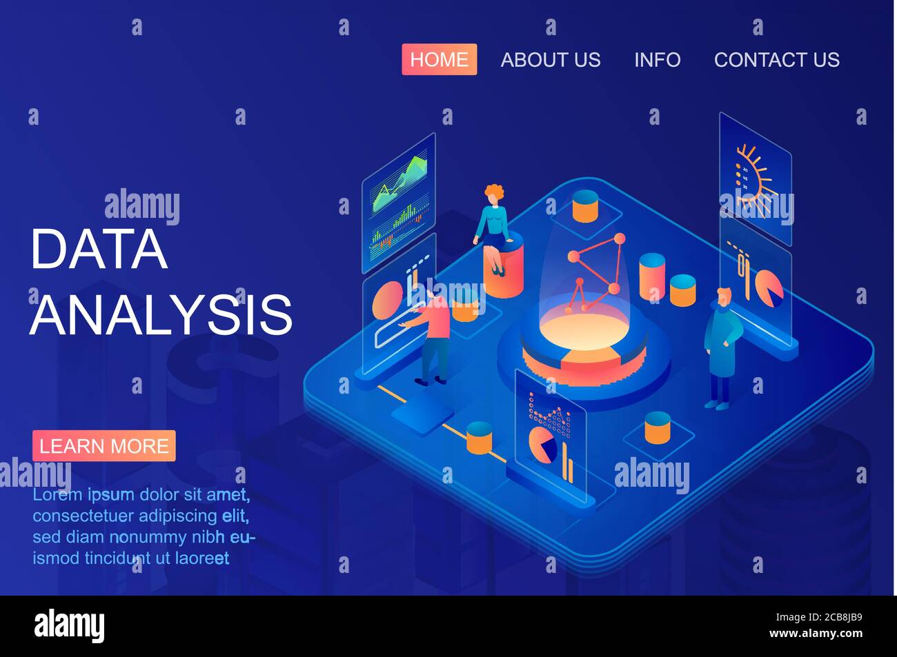 Isometric People Working With Graphs Using Data Analysis Web Analytics And Marketing Metrics