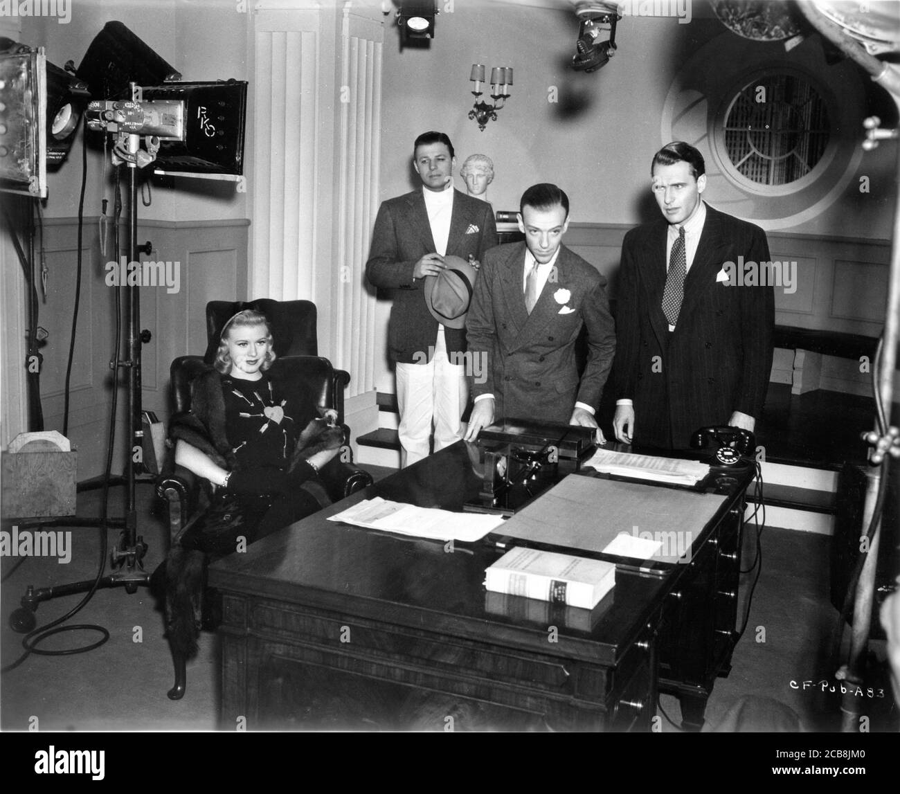 GINGER ROGERS JACK CARSON FRED ASTAIRE and RALPH BELLAMY on set candid ...