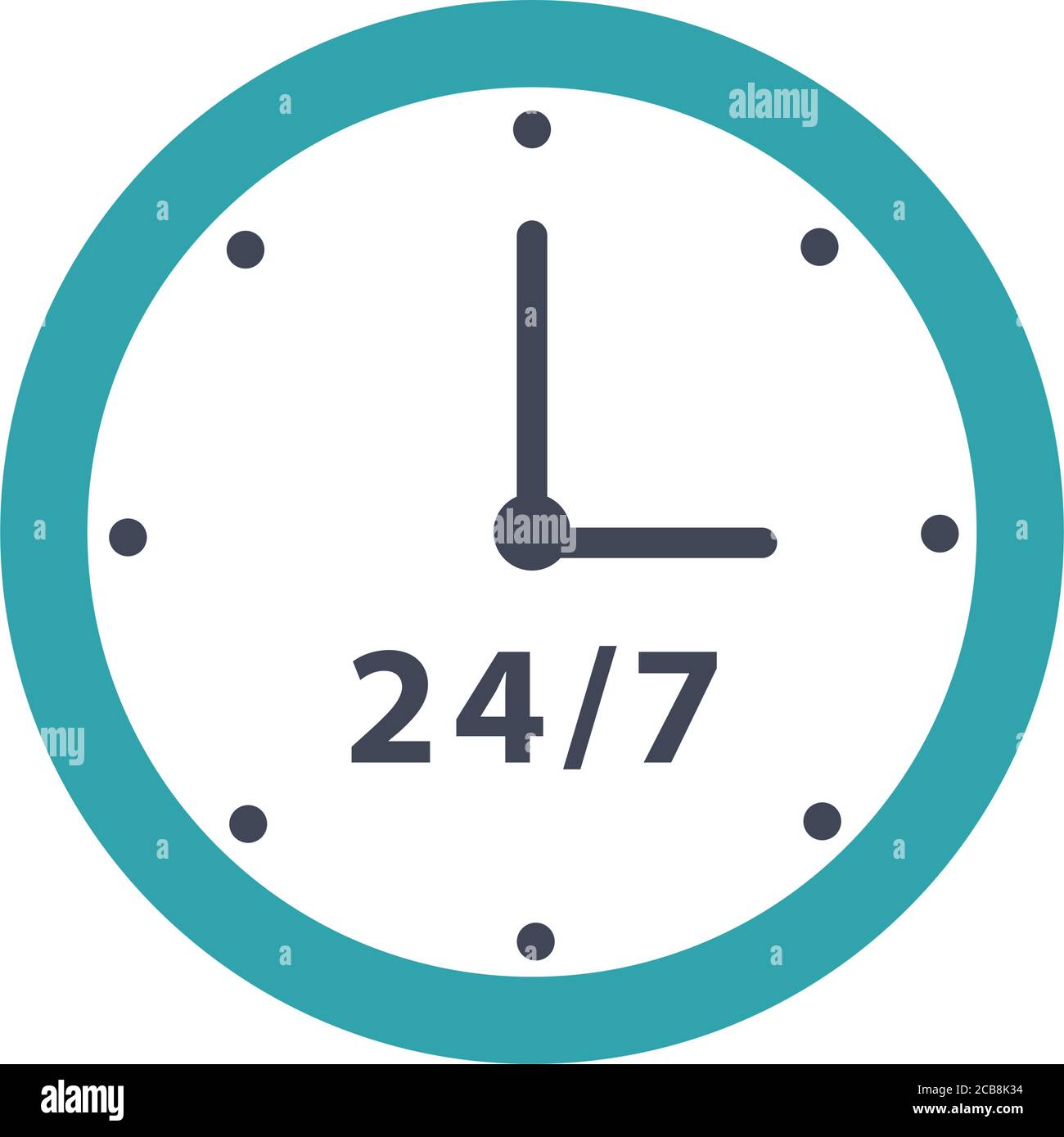 time clock with 24-7 symbol flat style vector illustration design Stock ...