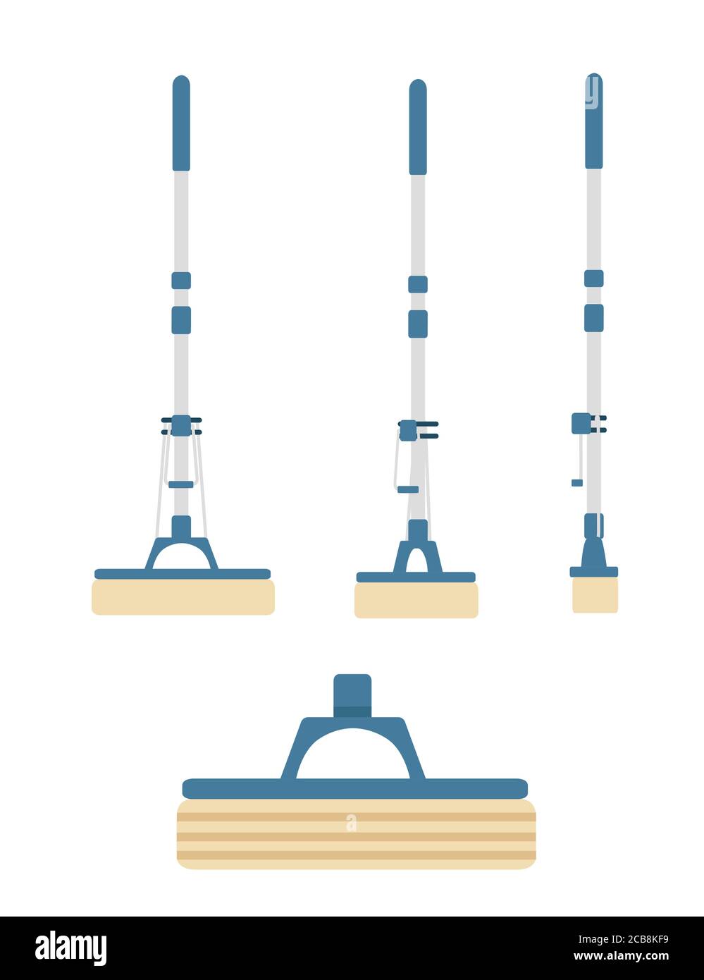 Set of pieces modern plastic mop flat vector illustration isolated on ...