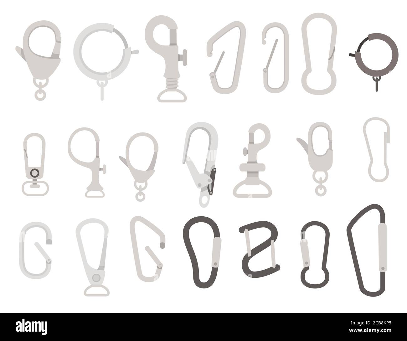 Big set of metal climbing carabiners and claw clasps alpine climbing ...