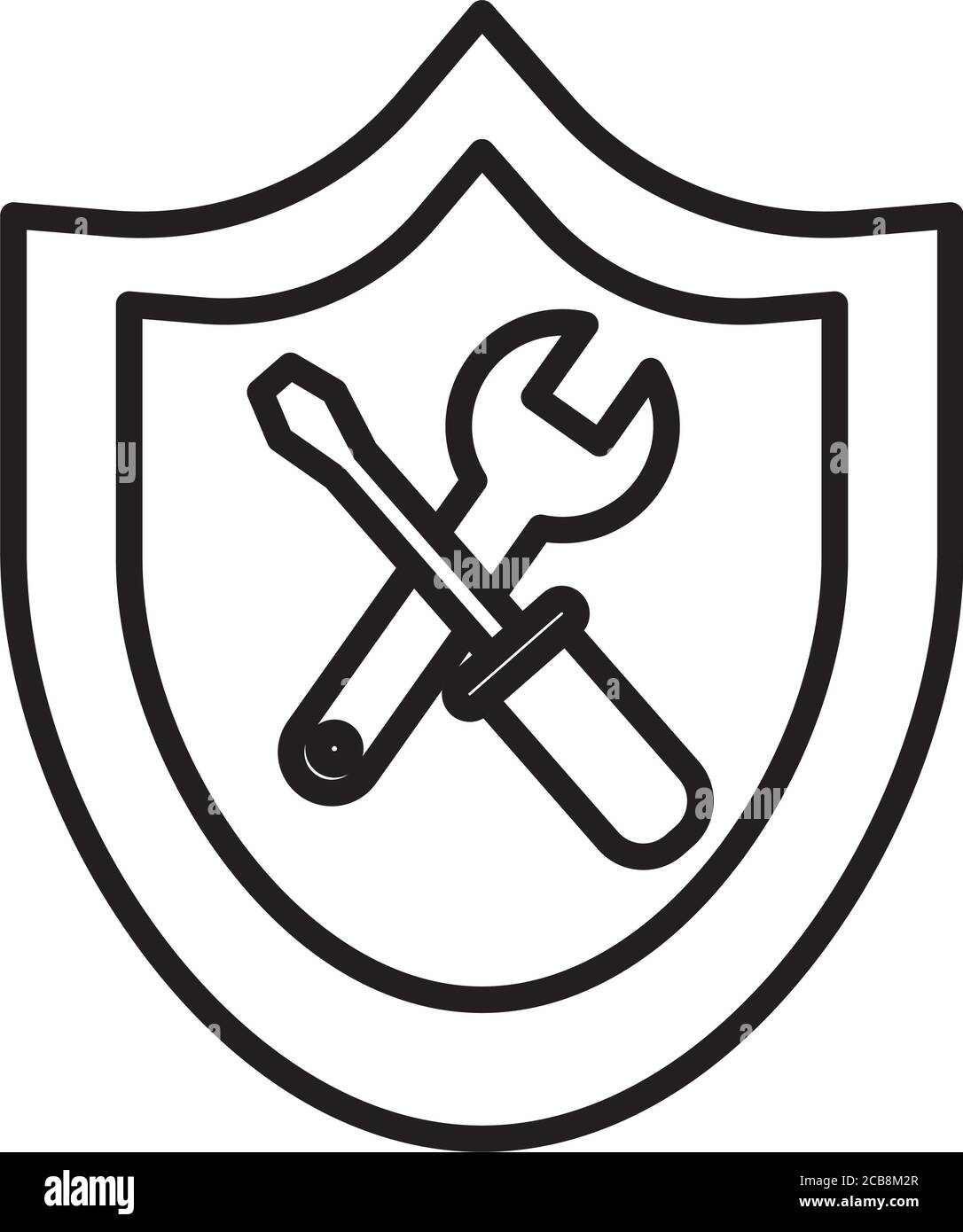 shield with wrench and screwdriver tools line style icon vector illustration design Stock Vector ...