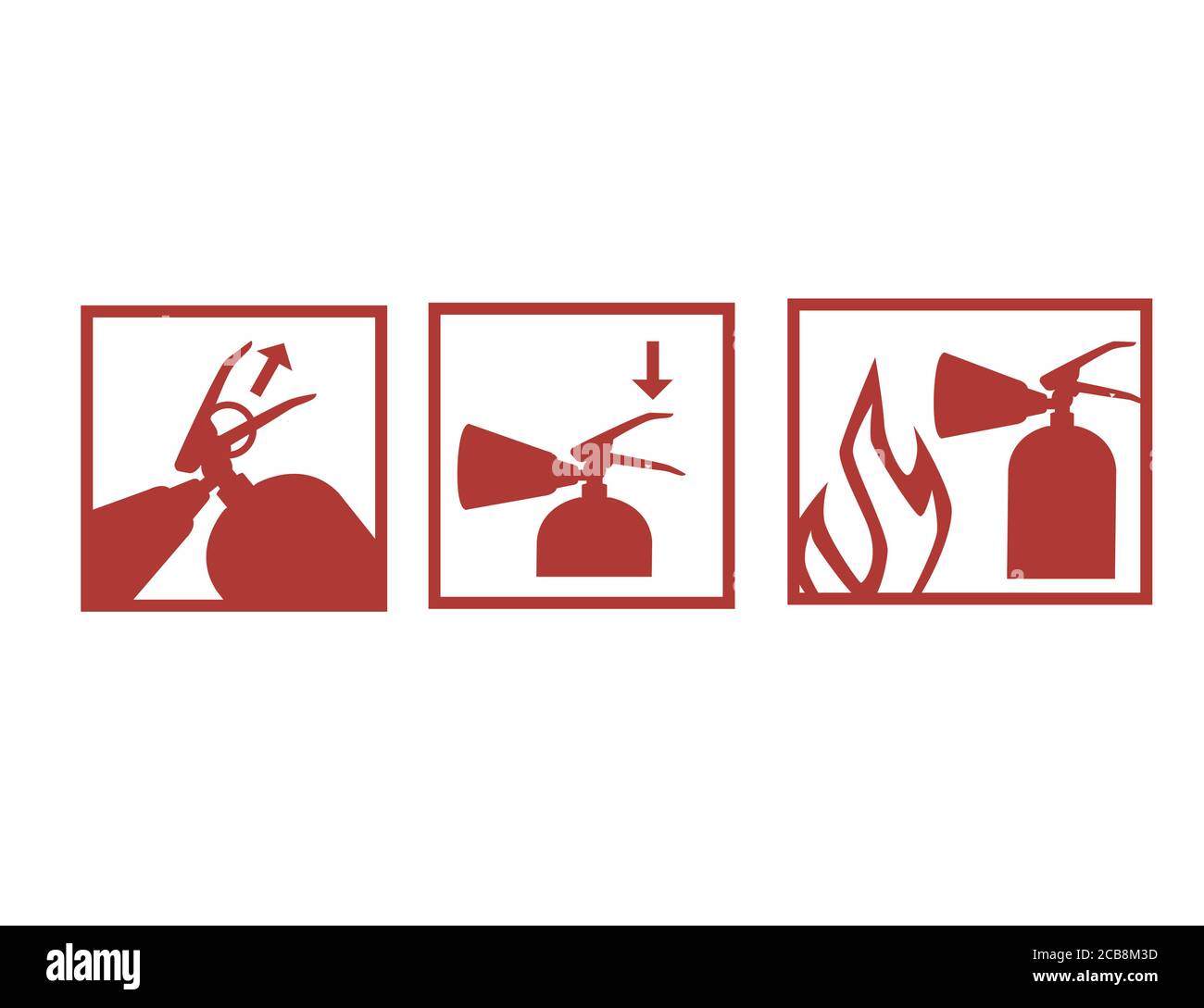 Guide how to use fire extinguisher red icon silhouette manual flat vector illustration isolated ...