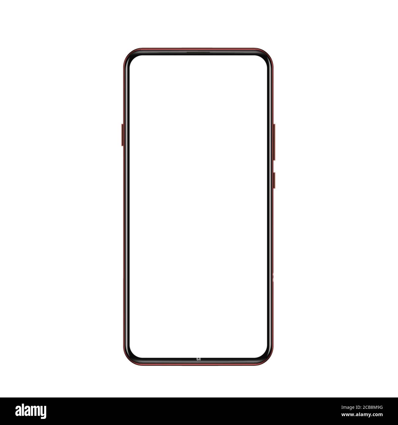 New version of frameless red color modern smatphone. Cell phone smart ...