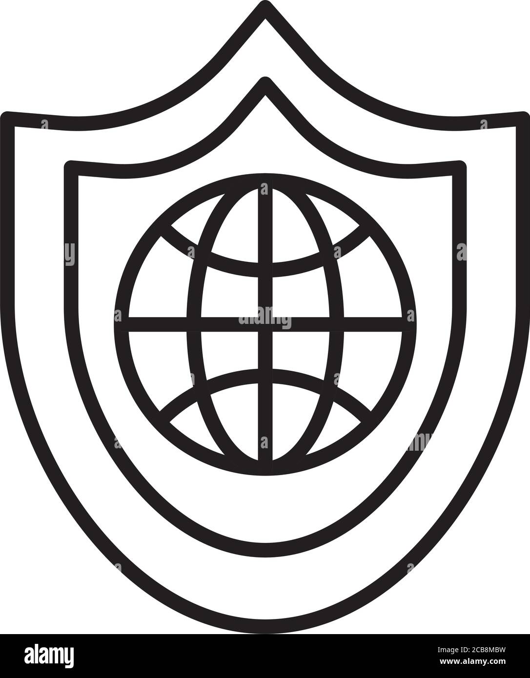 sphere browser in shield line style vector illustration design Stock ...