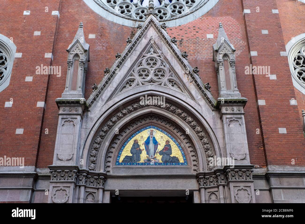 Detail of the front entrance door of Saint Anthony Church, Sent Antuan ...