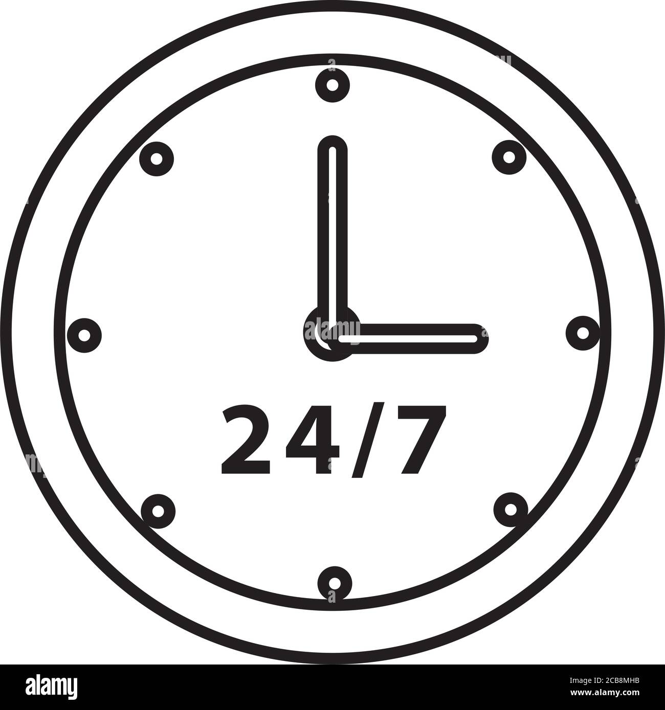 time clock with 24-7 symbol line style vector illustration design Stock ...
