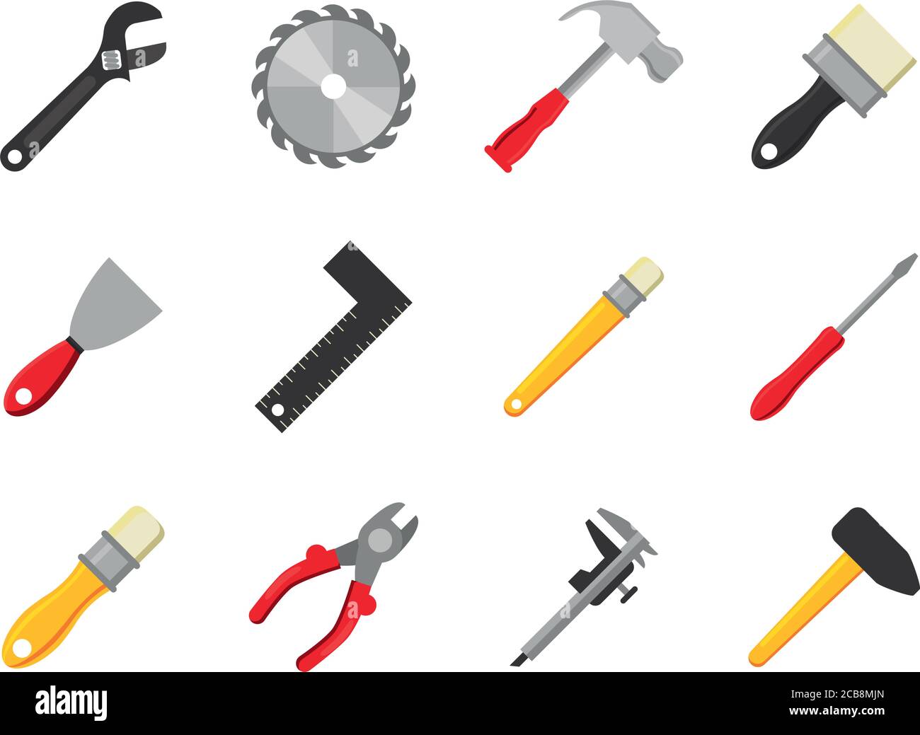 bundle of twelve tools set icons vector illustration design Stock ...