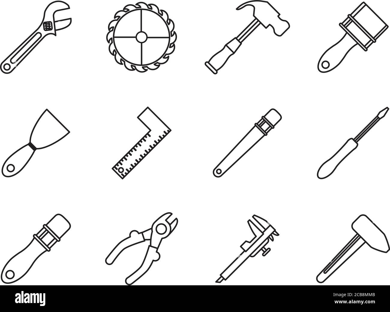 bundle of twelve tools set icons vector illustration design Stock ...