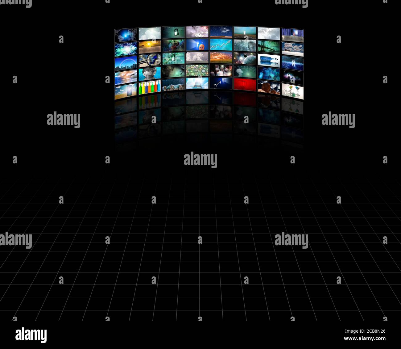 Big Panel Of Tv Screens Stock Photo - Alamy