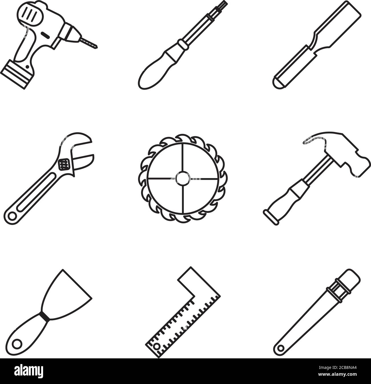 bundle of nine tools set icons vector illustration design Stock Vector ...