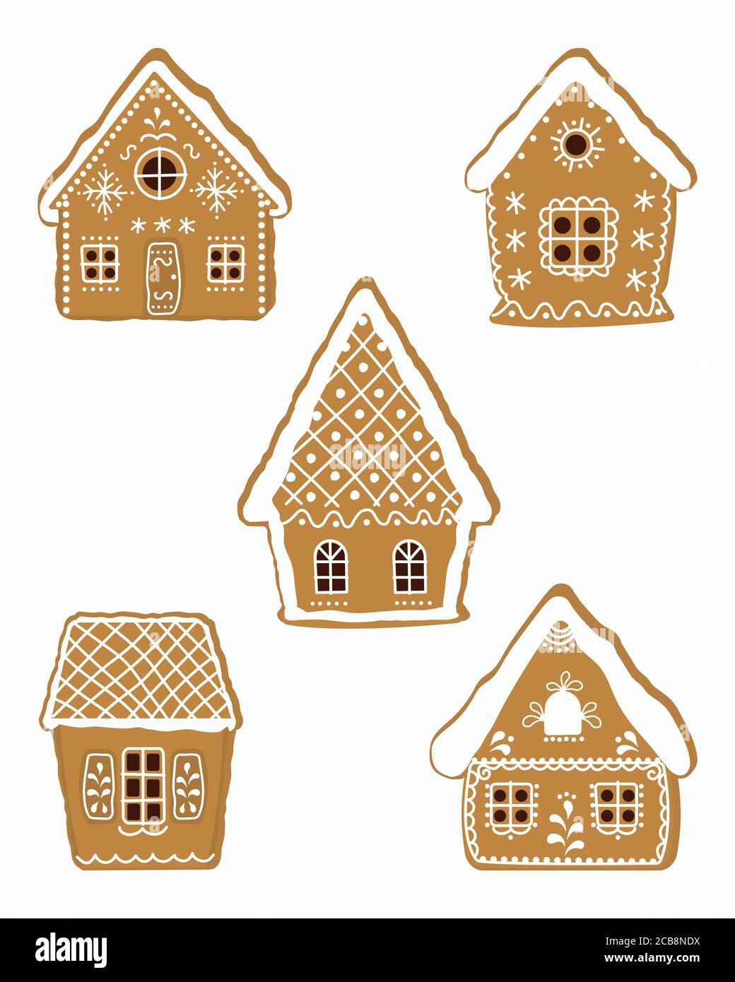 Set of gingerbread houses. Christmas cookies. Vector illustration Stock ...