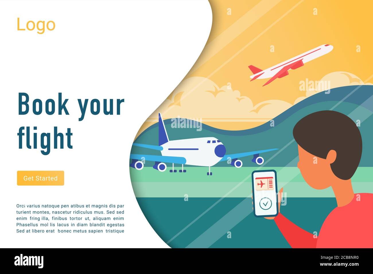 Landing page template of book your flight. Summer holiday vacation ...