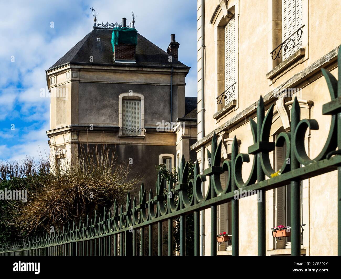 Beautiful ancient architecture of Burgundy. Streets of the city of ...