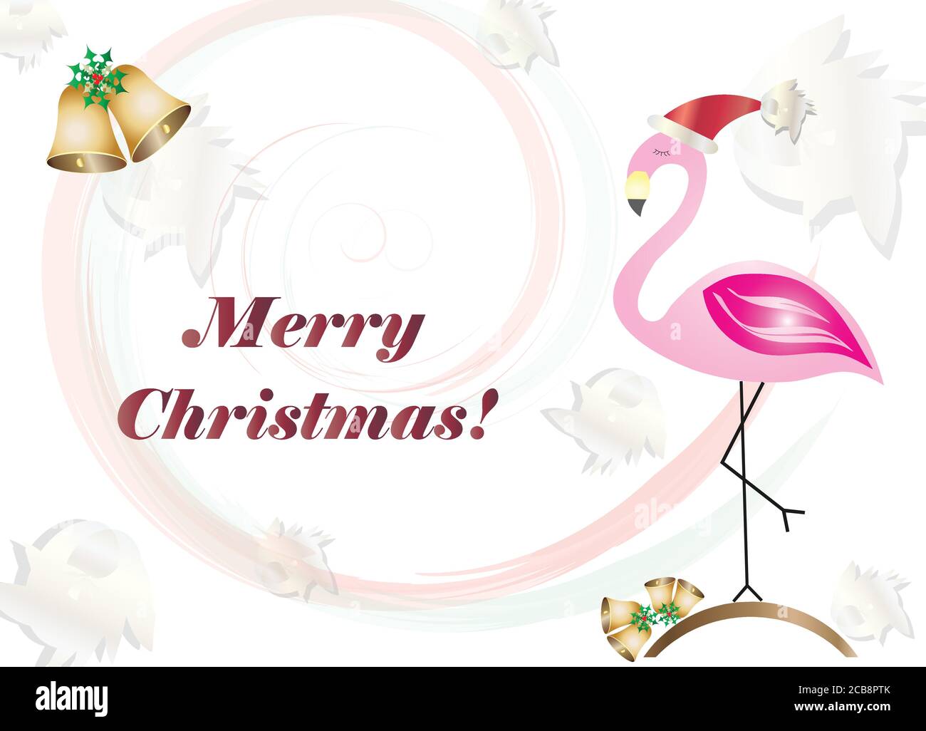 merry Christmas card with flamingo cartoon vector Stock Vector Image ...