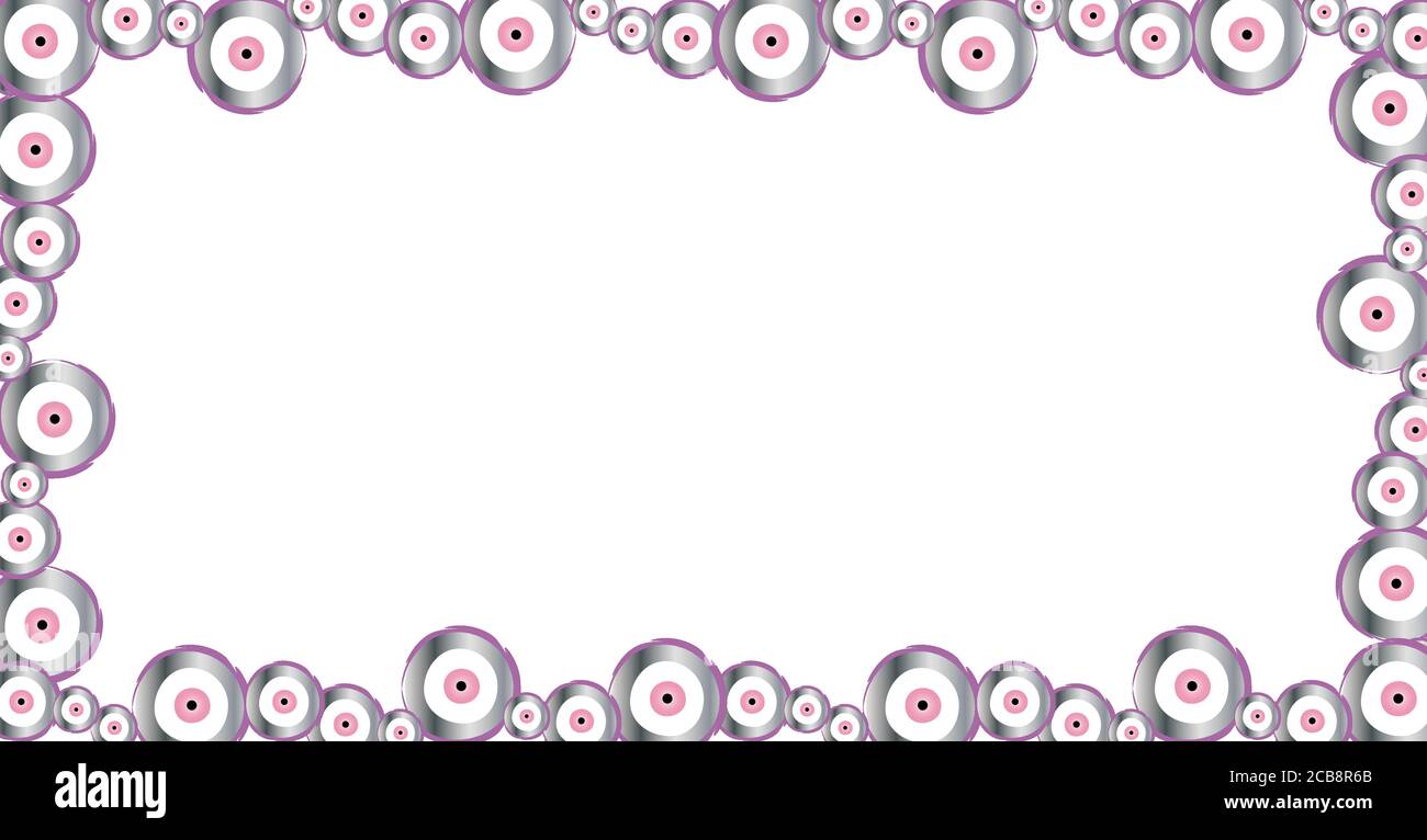 horizontal banner with evil eyes vector in grey and pink colors Stock ...