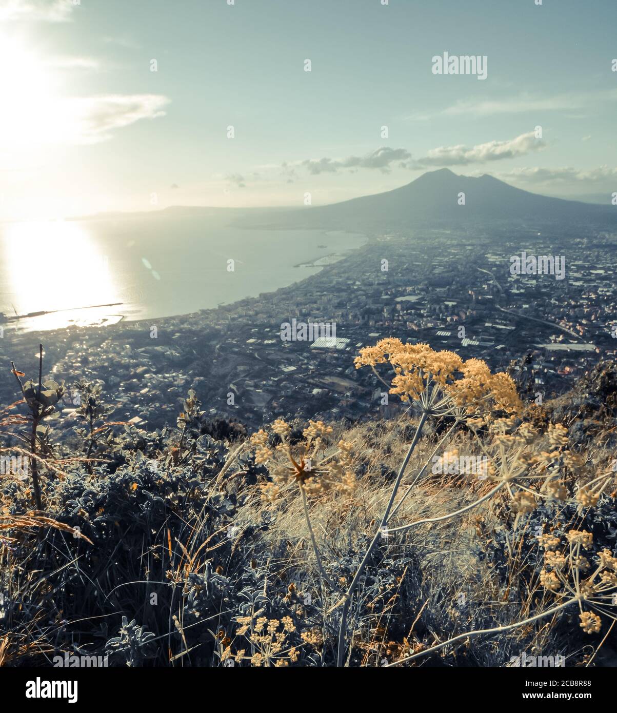 Desaturated landscape over the Gulf of Naples, Amazing panoramicscape ...
