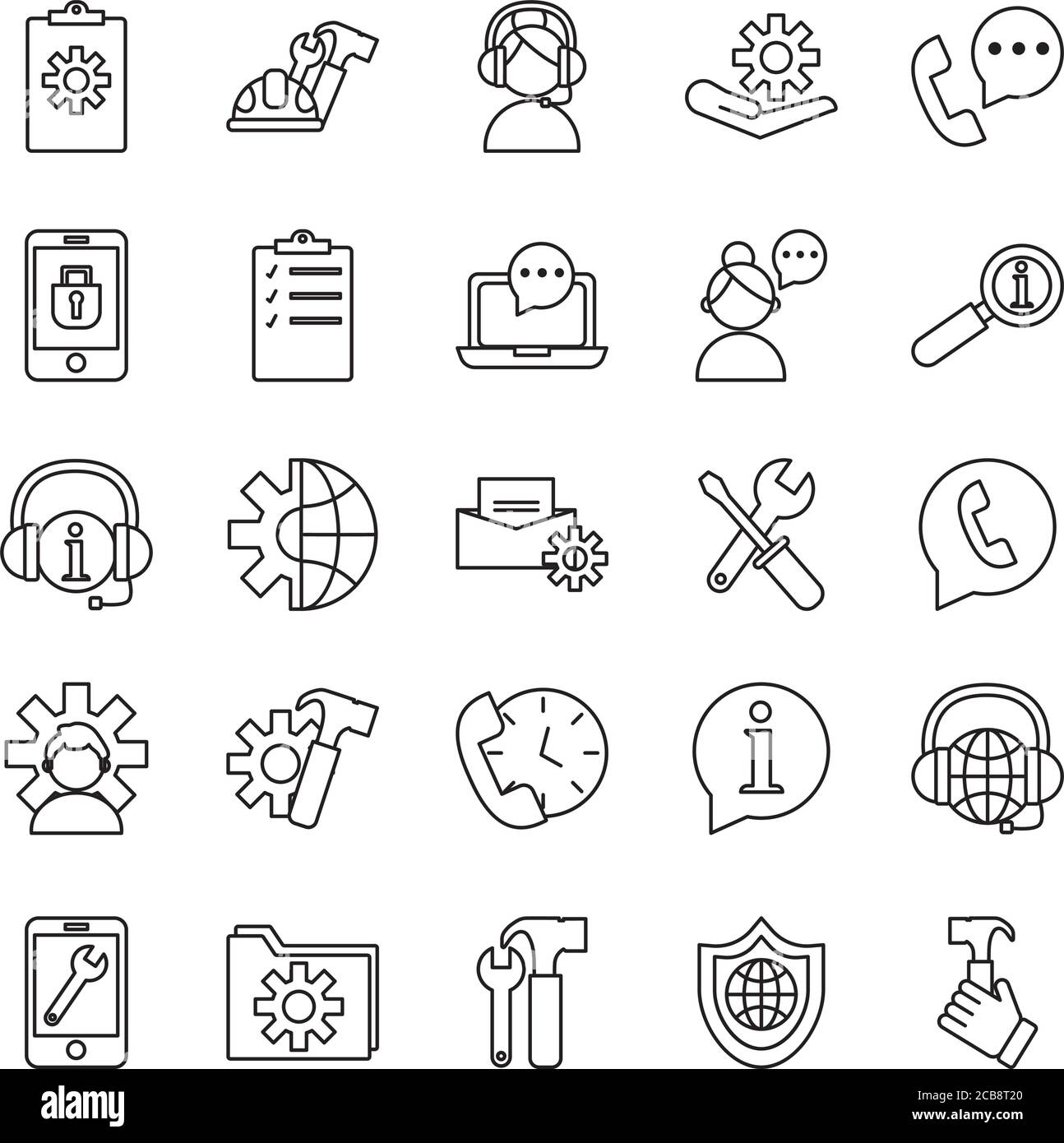 bundle of twenty five technical service set items vector illustration ...