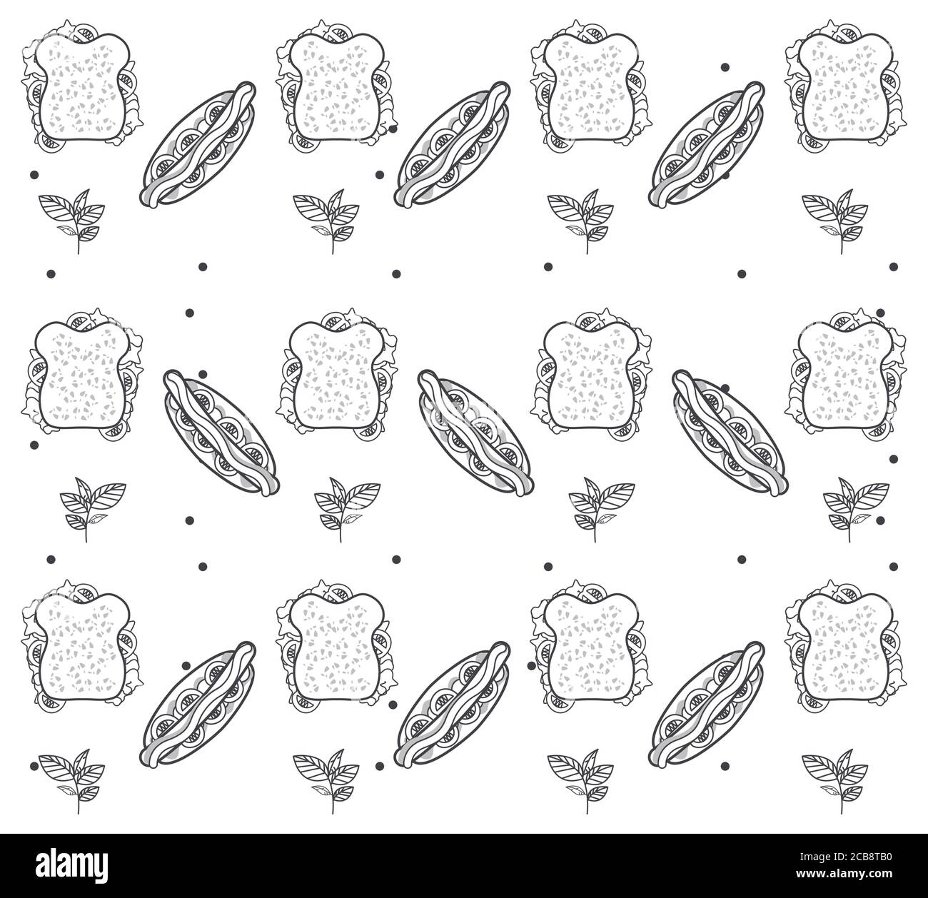 fresh local food drawing pattern in color white background vector ...
