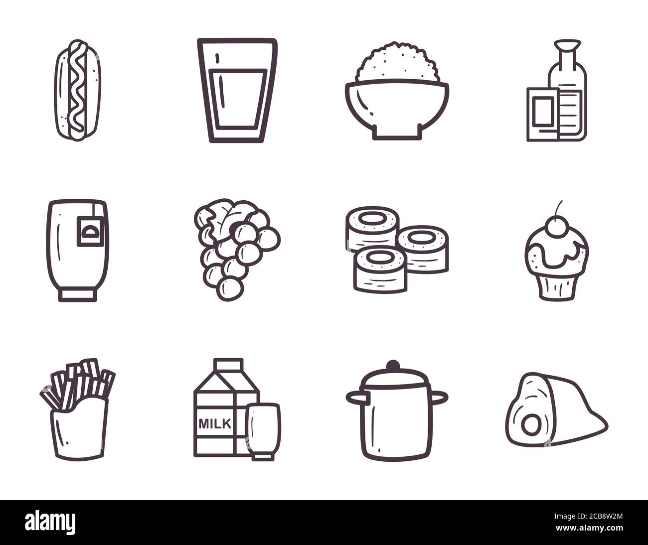 food line style set icons design, eat restaurant and menu theme Vector ...