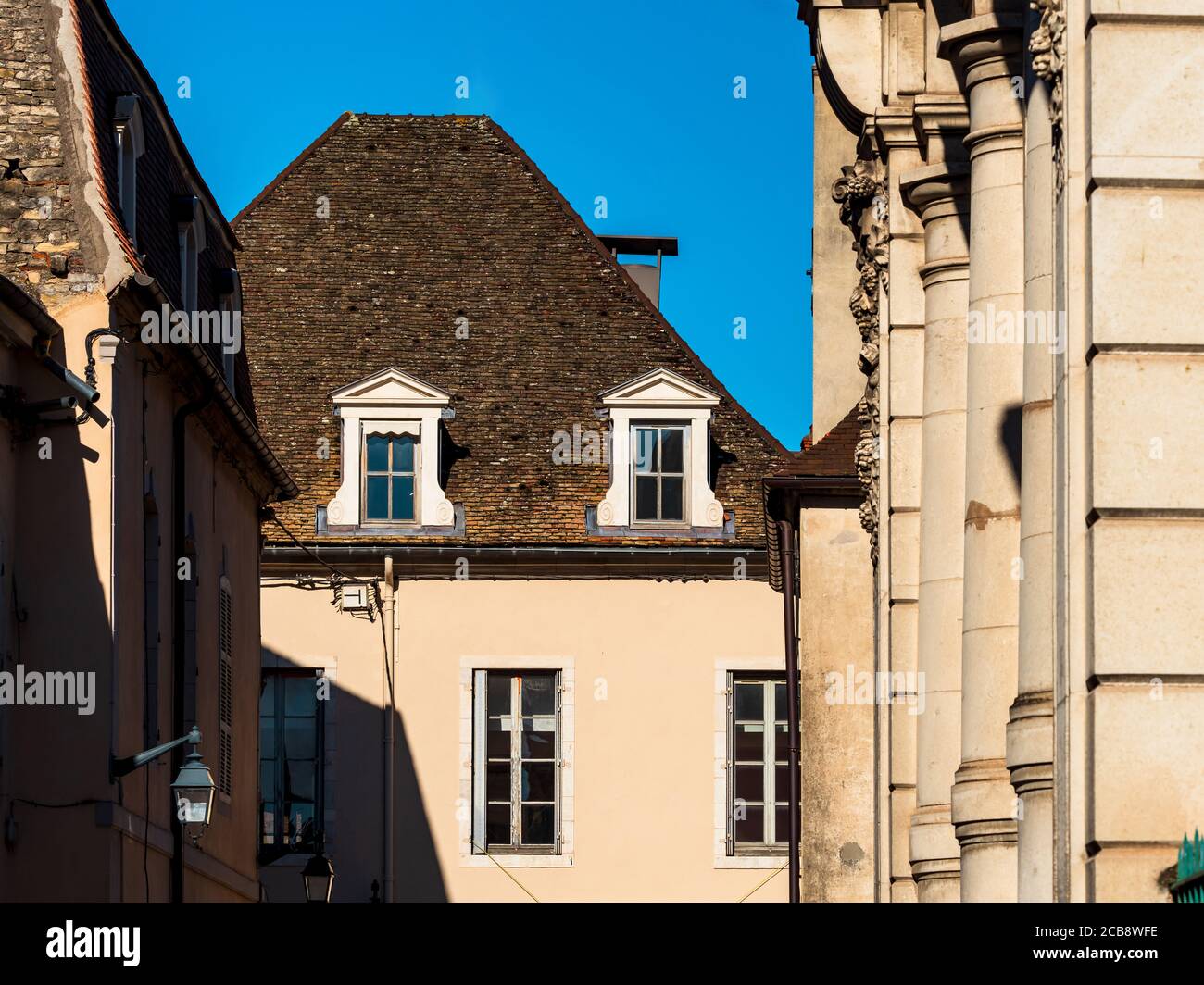 Beautiful ancient architecture of Burgundy. Streets of the city of ...