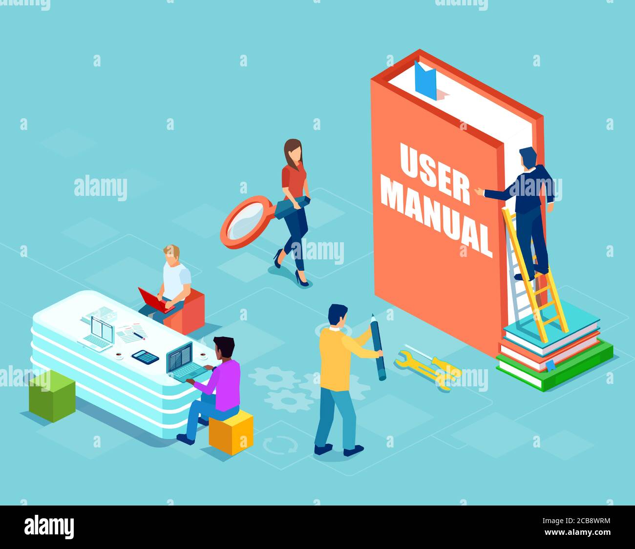 Vector of a business people team working in the office using user ...