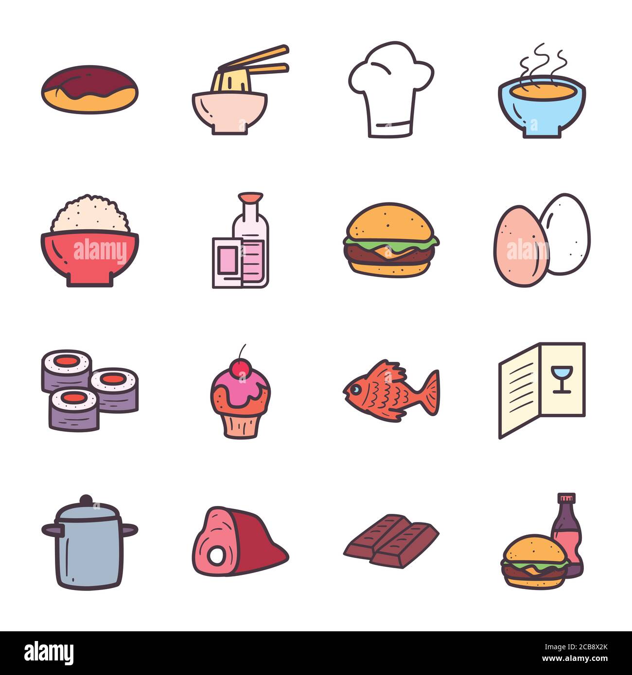 food line and fill style icons collection design, eat restaurant and ...