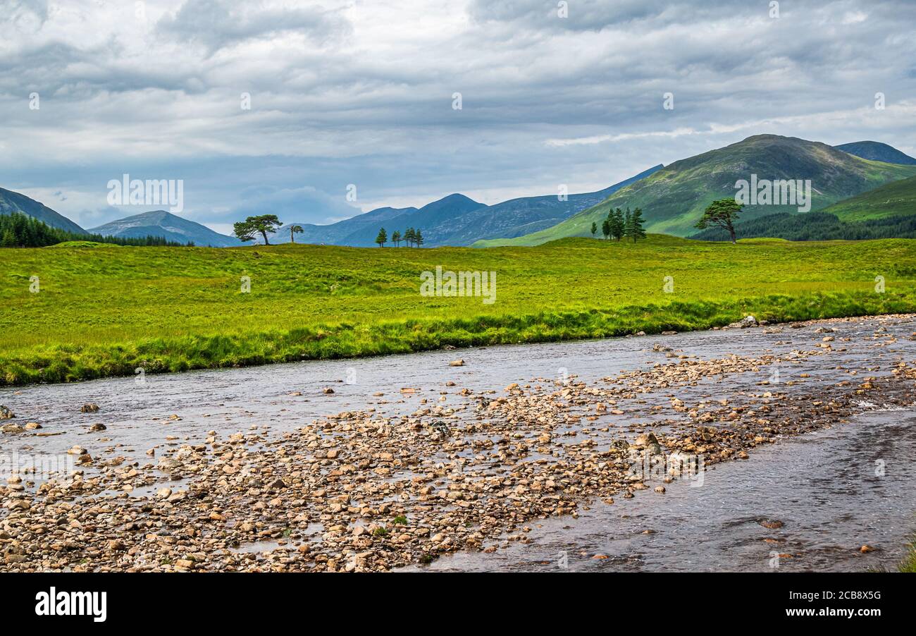 Scottish Highlands summer landscape. Green valley in Scottish Highlands ...