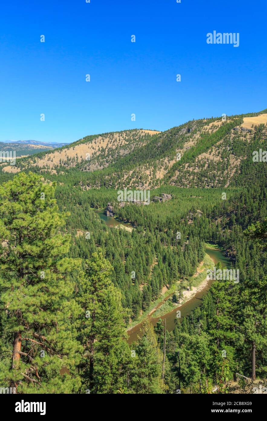 blackfoot river valley and foothills above whitaker bridge near potomac ...