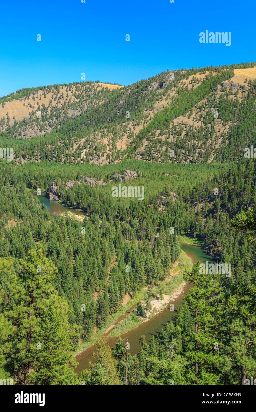 blackfoot river valley and foothills above whitaker bridge near potomac ...
