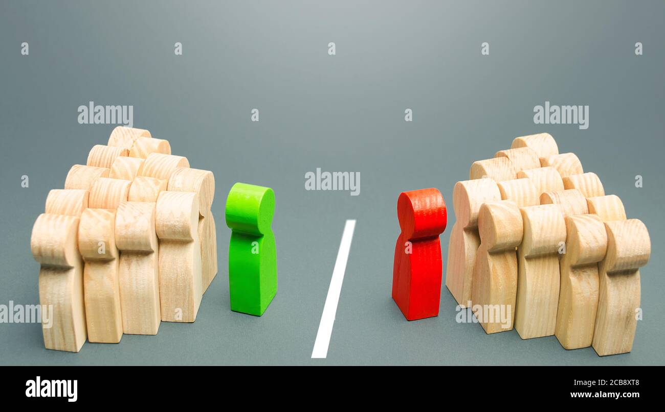 Conflict between teams separated by a line. Resolution of the conflict ...