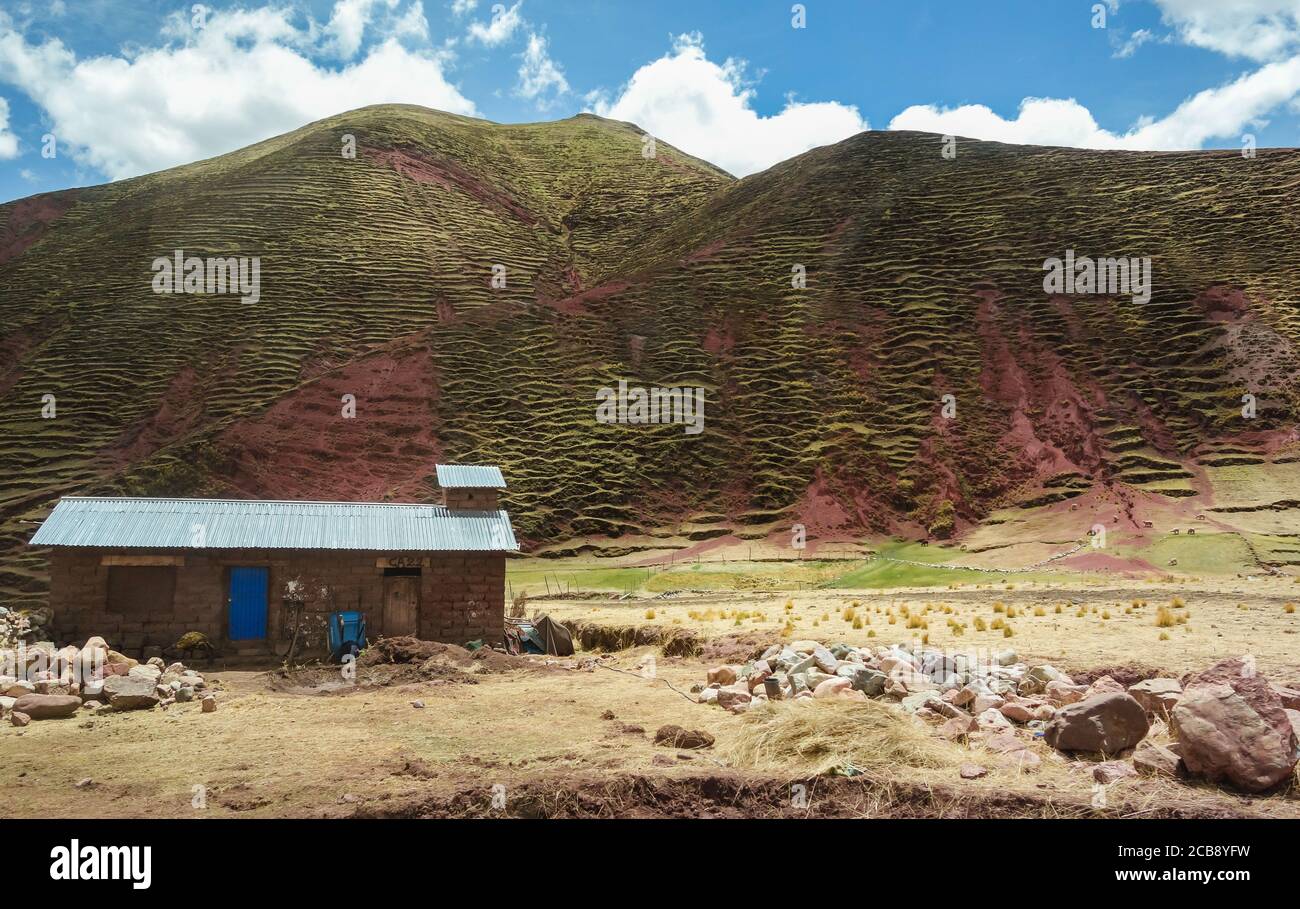 Humble house in Peruvian Andes valley Stock Photo - Alamy