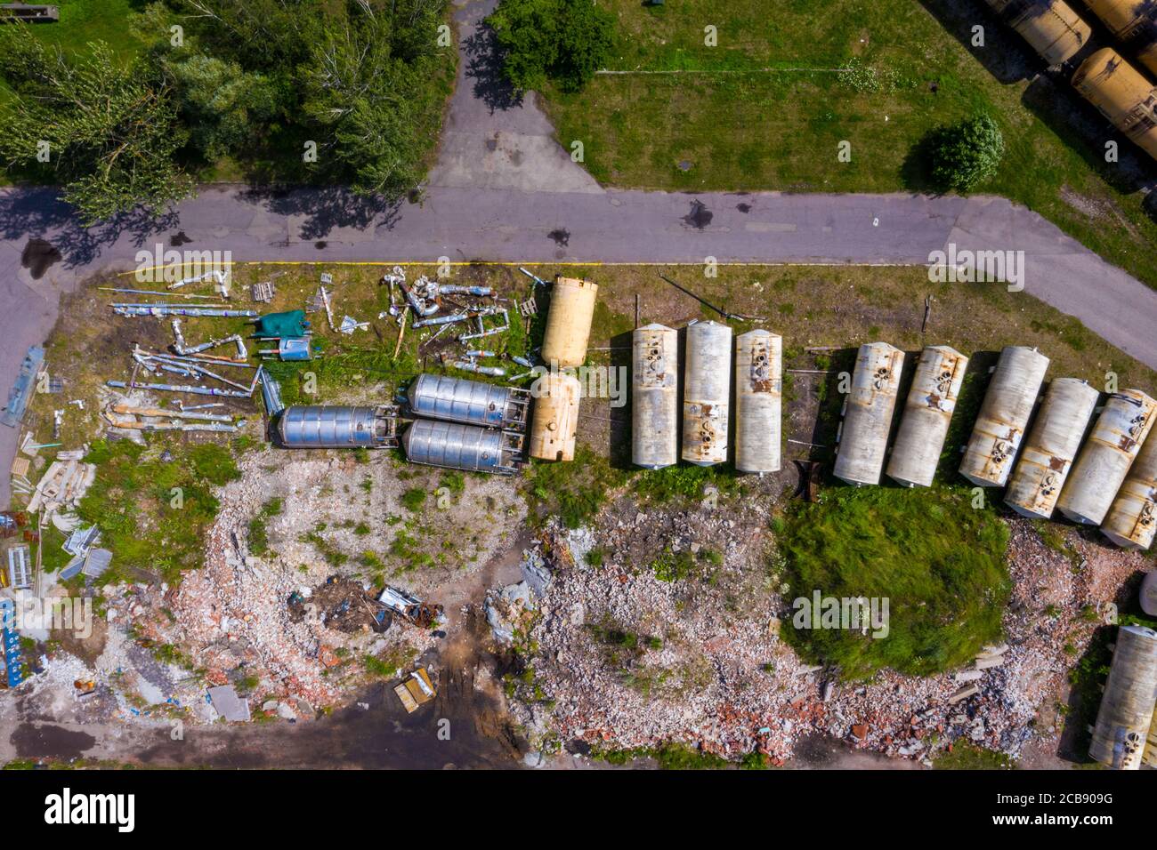 Aerial view of the heavy freight wagons on the railway Stock Photo - Alamy